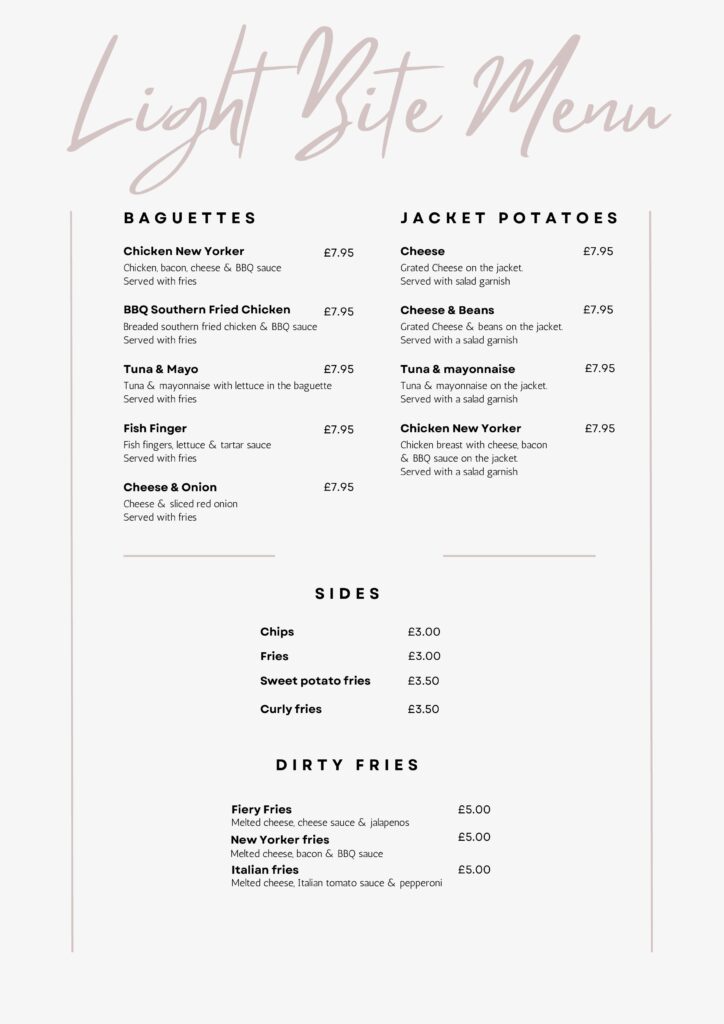 Menus - Western Arms